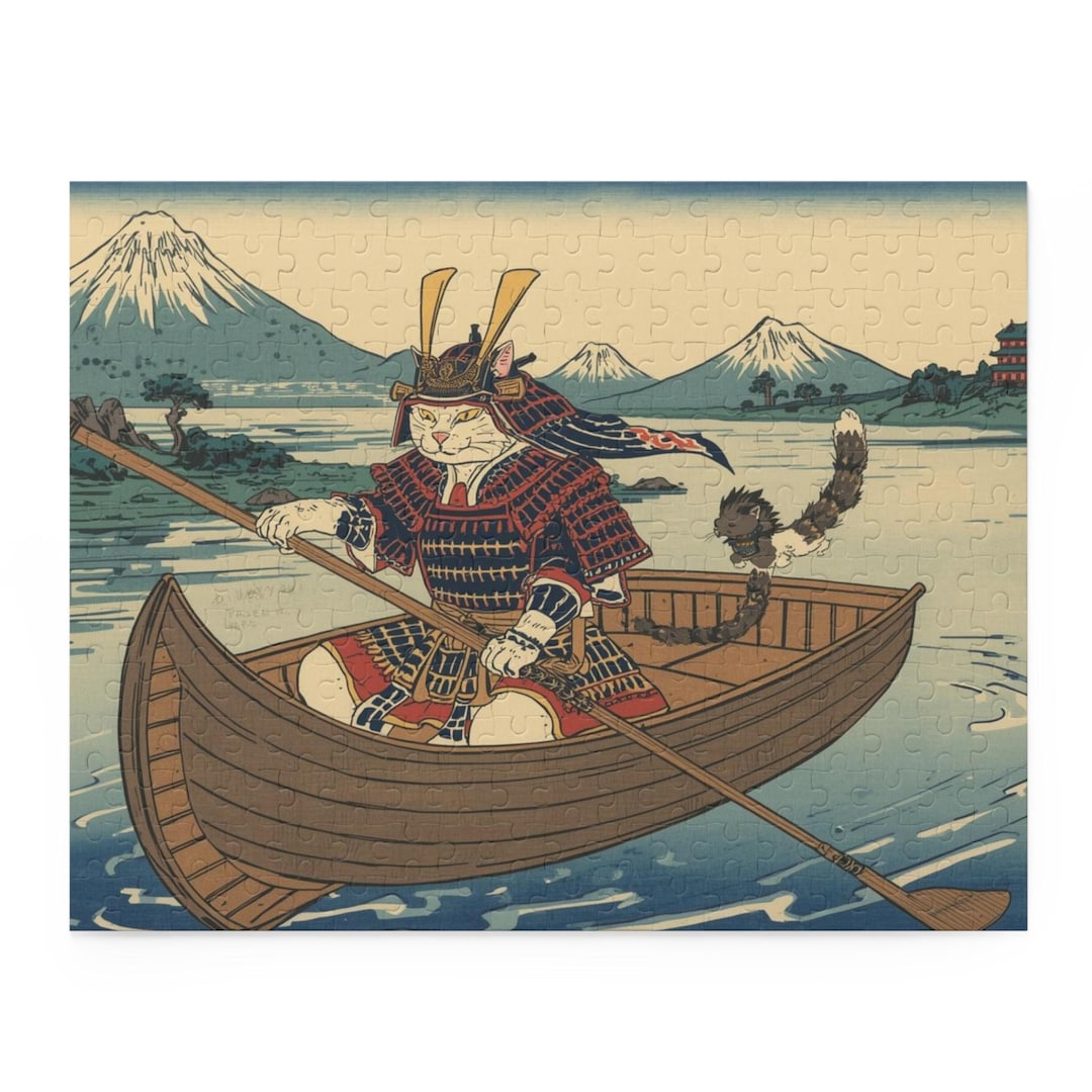 Samurai in Boat Puzzle | Japanese Ukiyo-e Art Jigsaw - Etsy
