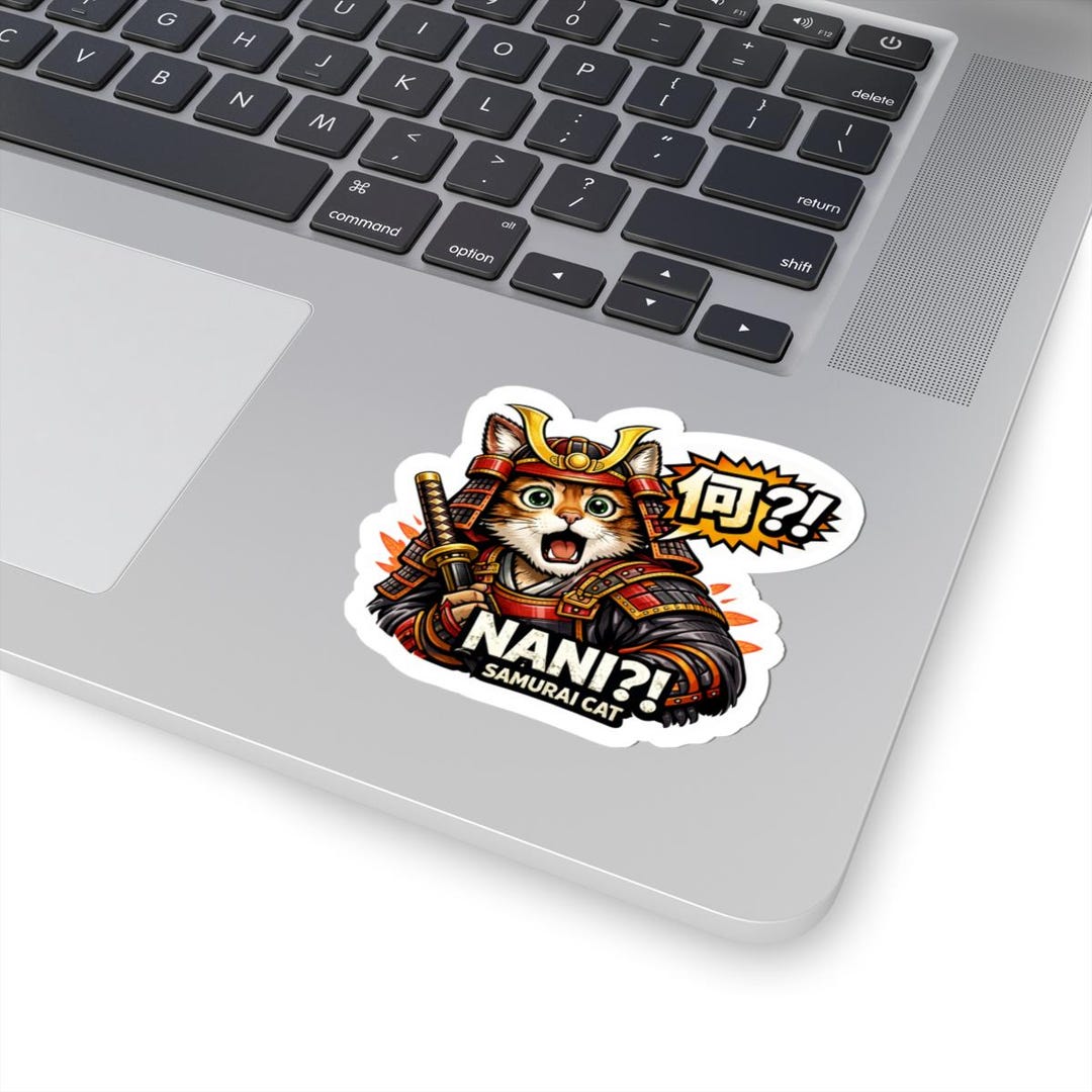 Nani?! Samurai Cat Kiss-cut Sticker | Anime Cat Warrior Die-cut Decal ...