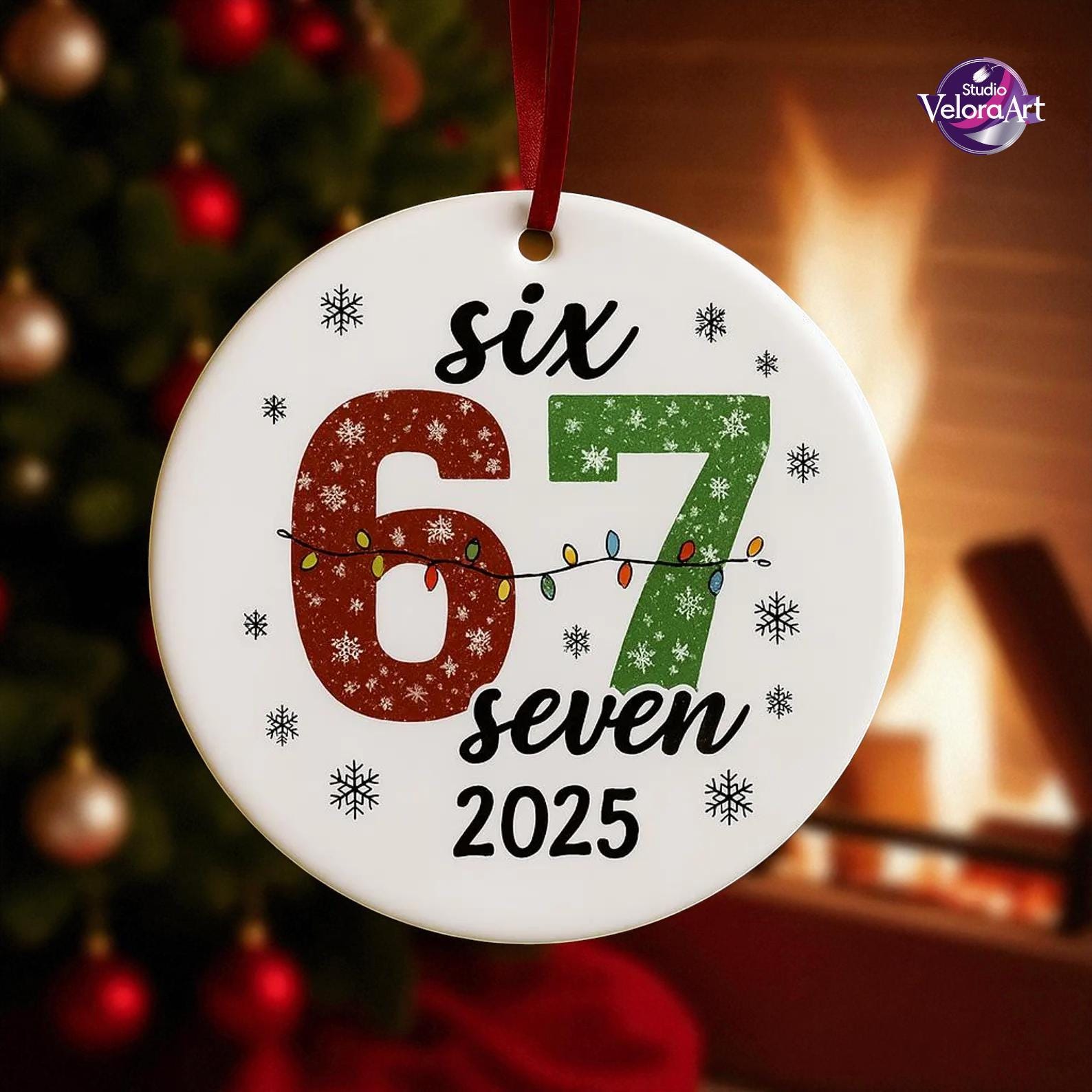 Six Seven 67 2025 Brainrot Meme Christmas Ornament, Funny Gen Z Alpha ...