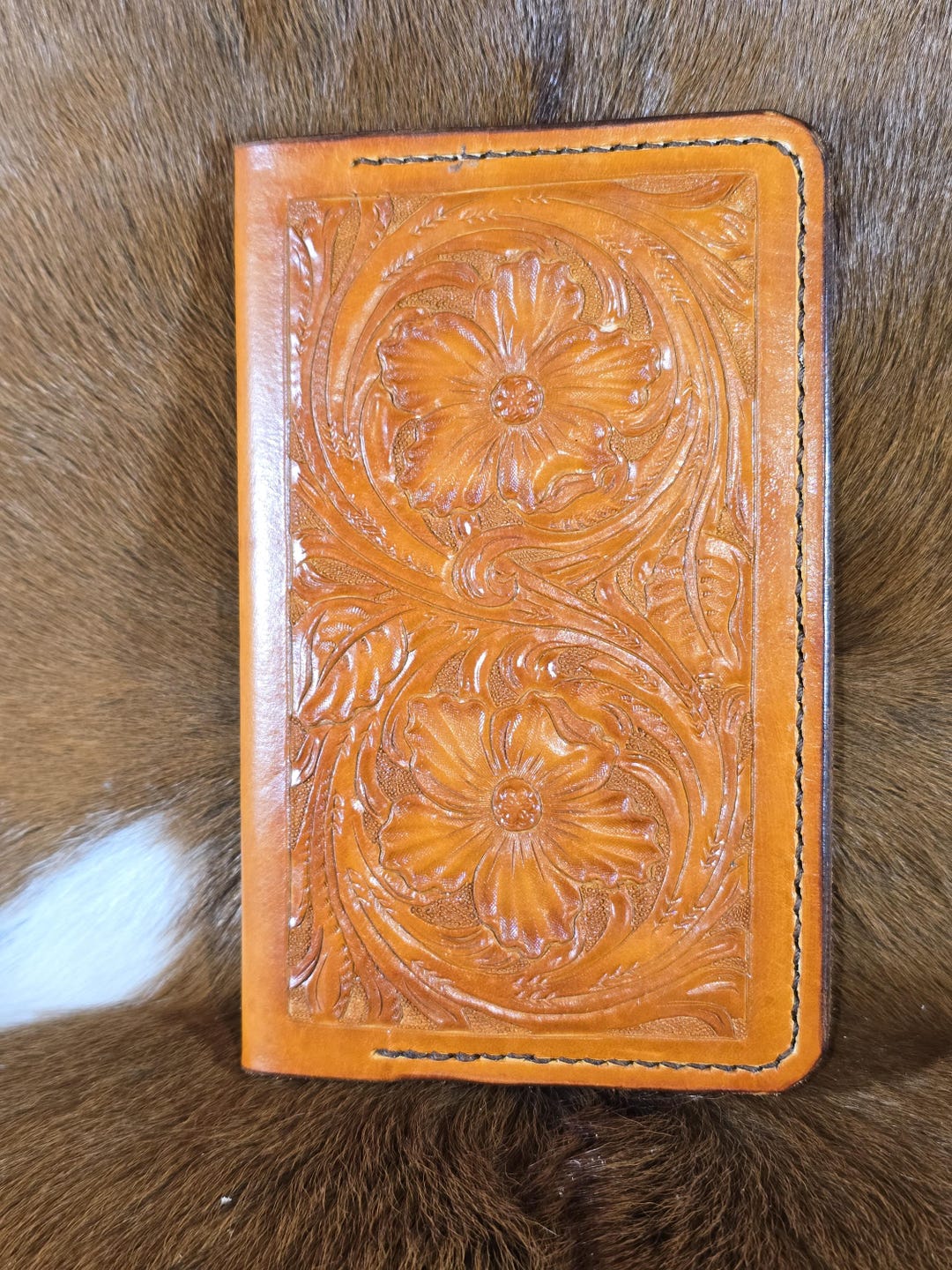 Leather Notebook Cover. Hand Tooled, Stitched, Painted and Dyed. - Etsy