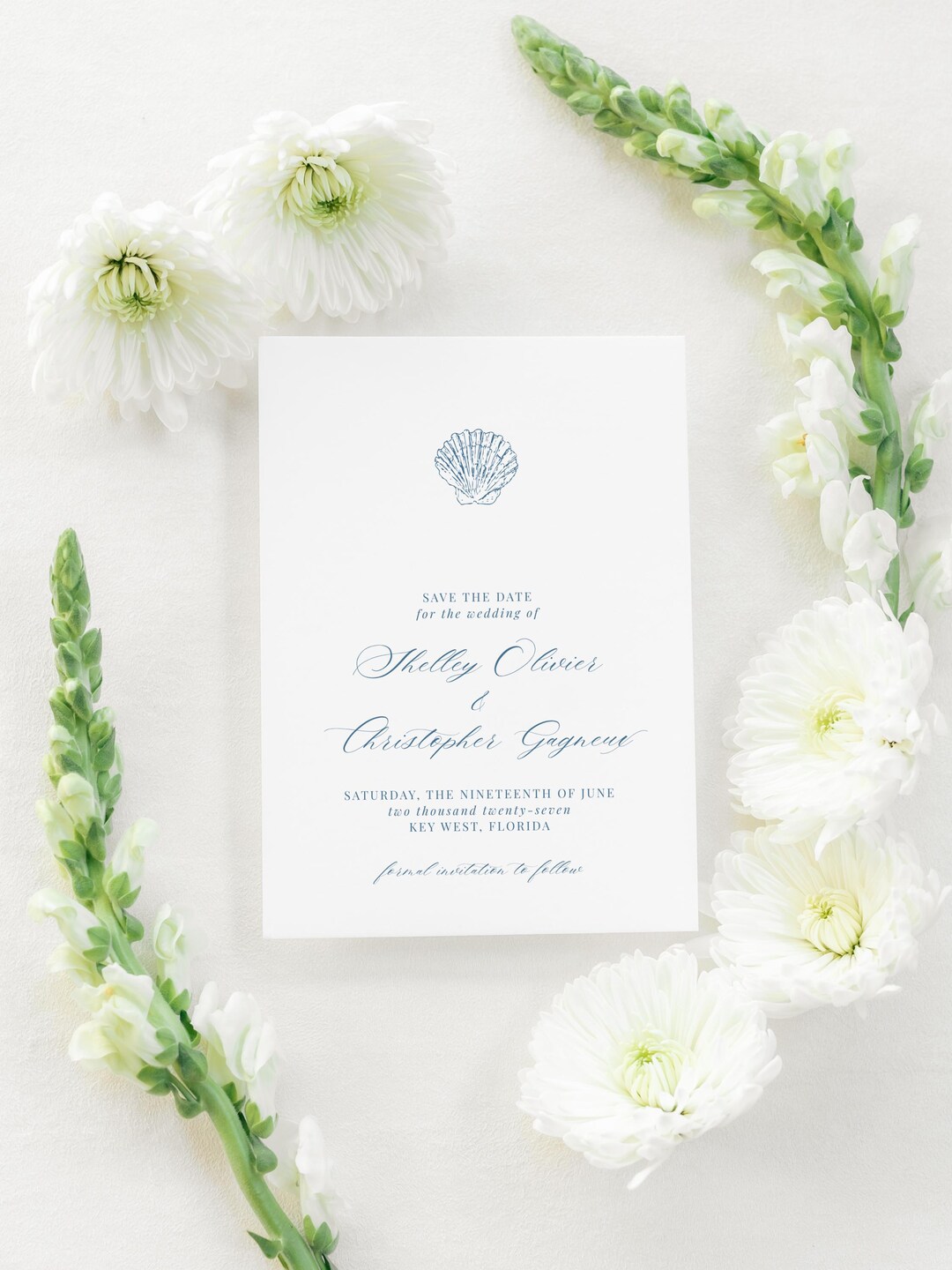 Coastal Beach Seashell Save the Date Canva Template - Etsy
