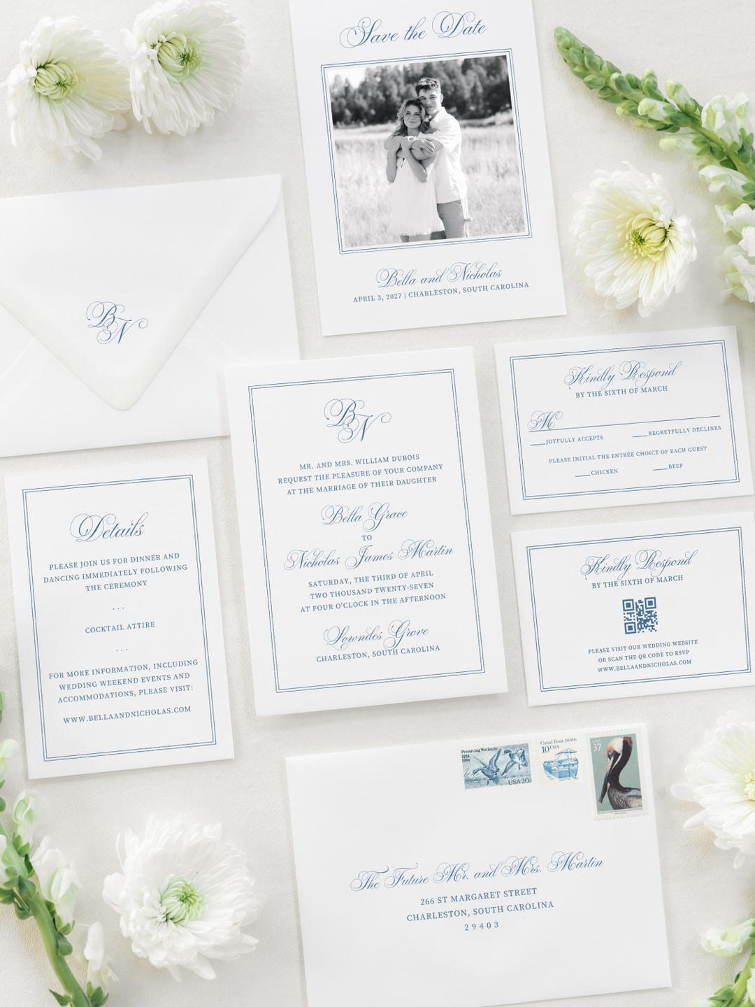Modern Classic Wedding Invitation Template Set | Editable Canva Wedding ...