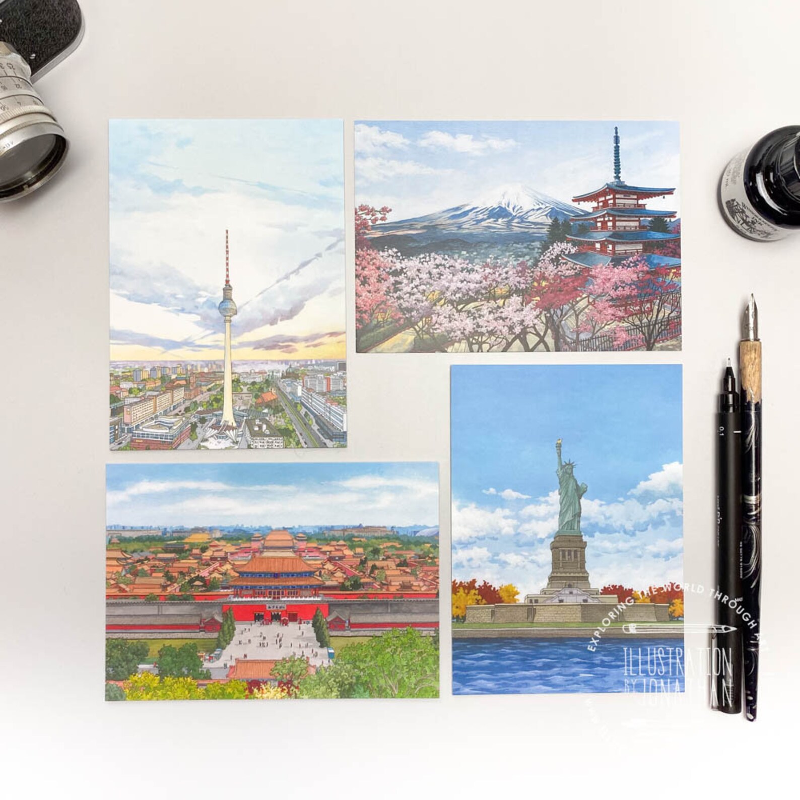 Illustrated World Postcard Set No. 3 (pack of 10) - Etsy