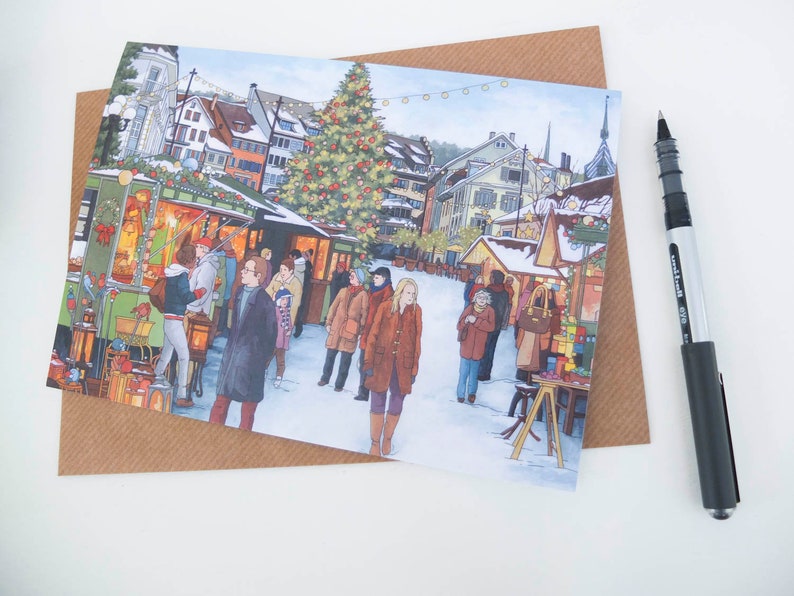 Swiss Christmas Card Bundle pack of 6 Blank Inside | Etsy