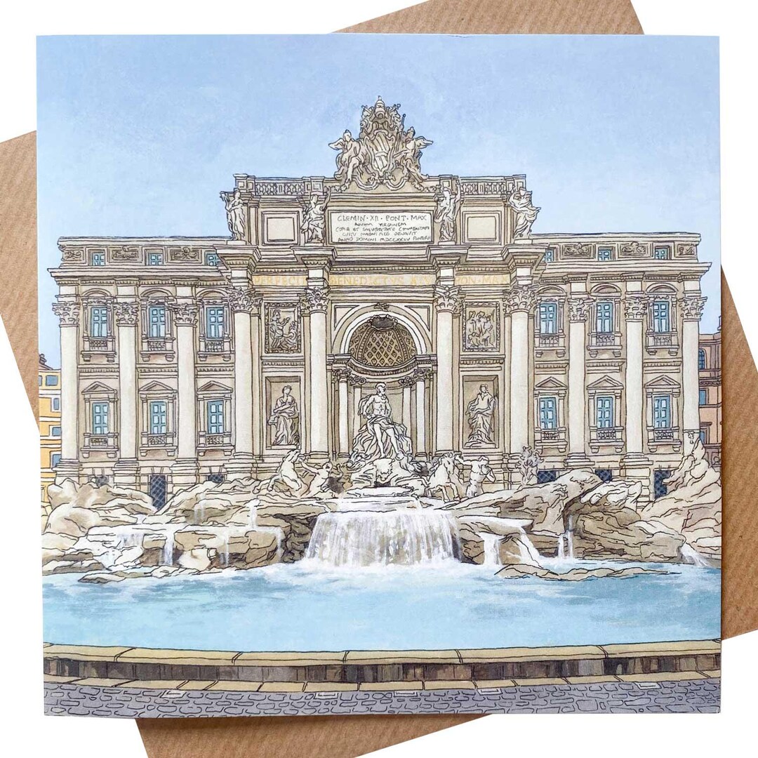 Trevi Fountain Rome Greeting Card - Etsy