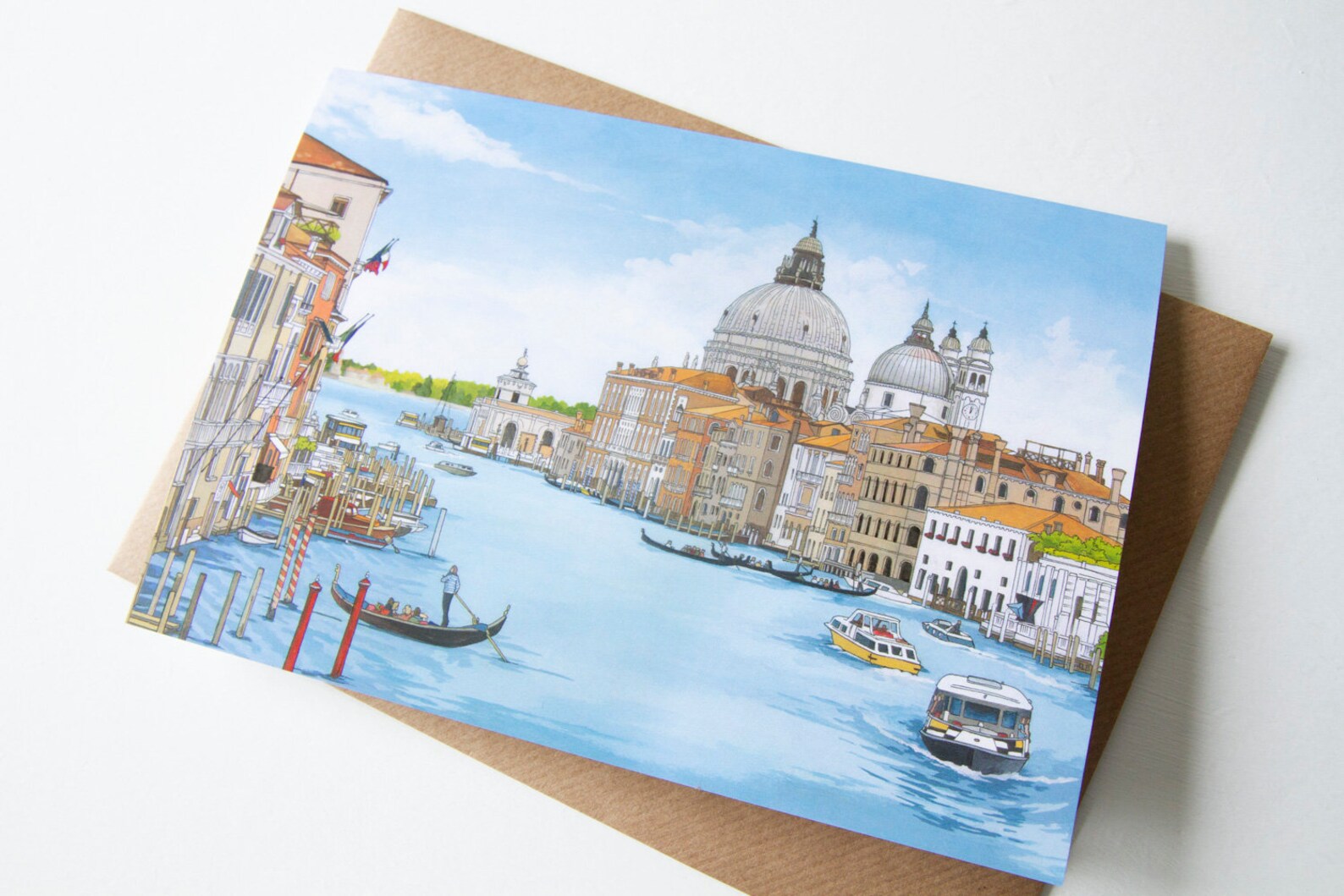 The Grand Canal, Venice - Illustrated Greeting Card - Etsy