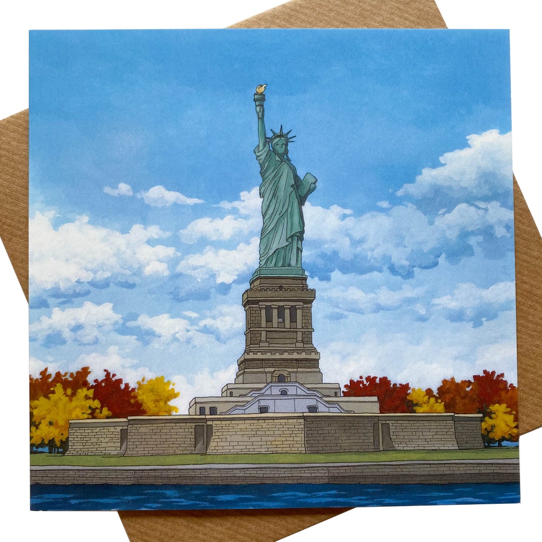 Statue of Liberty - Illustrated Greeting Card - Etsy