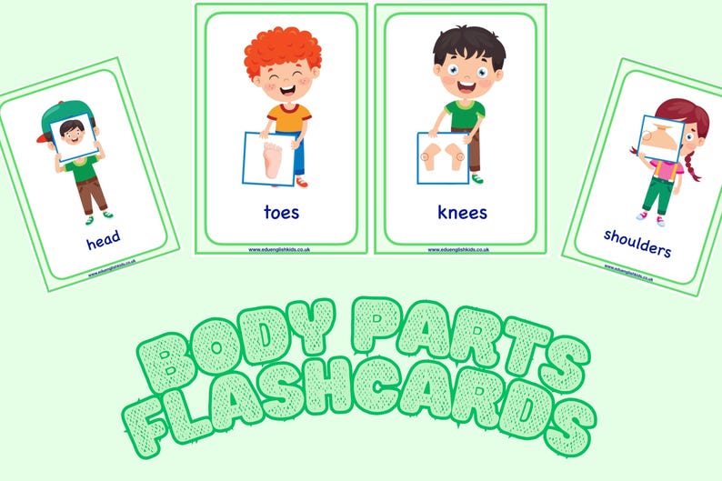 Body Parts Flashcards for Kids | Printable Preschool & Kindergarten ...