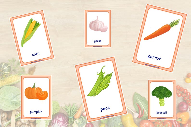 Vegetables Flashcards for Kids | Printable Cards | Preschool ...