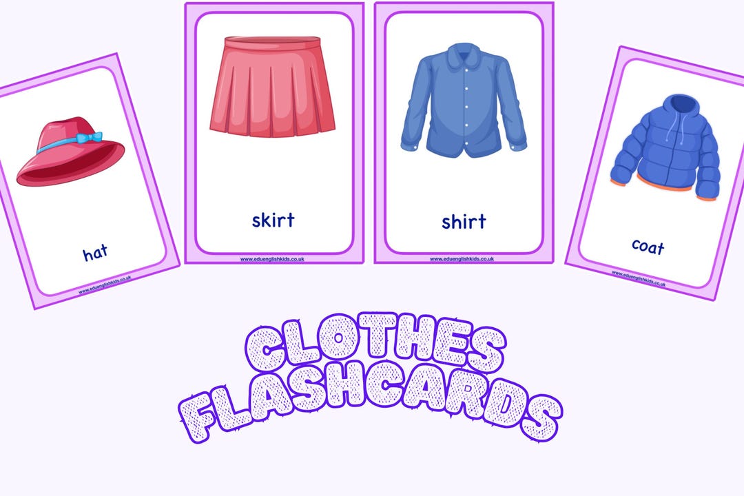 Clothes Flashcards for Kids | Clothing Vocabulary Cards | ESL English ...