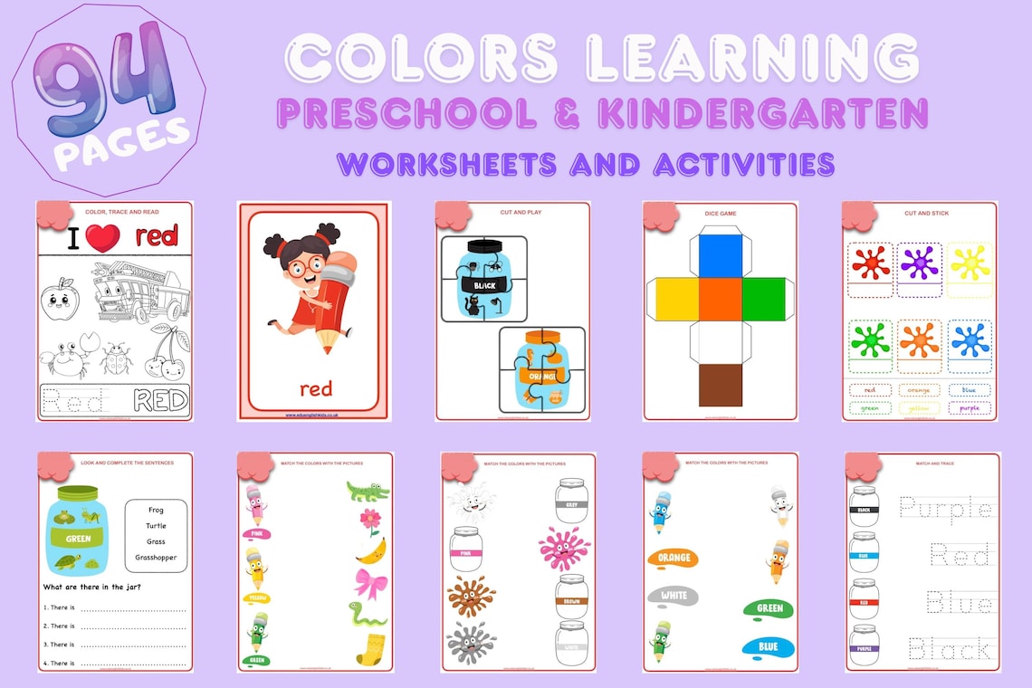 Colors Learning Worksheets – Preschool & Kindergarten (94 Printable ...