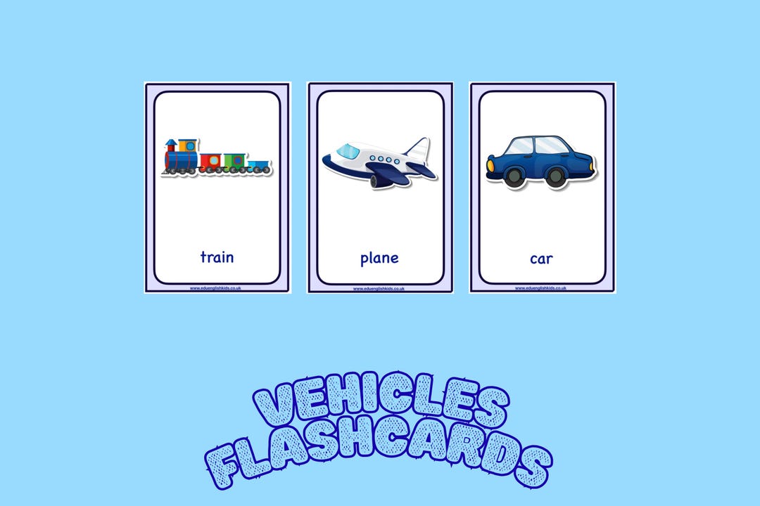 Vehicles Flashcards for Kids | Transportation Flashcards | Cars, Trucks ...