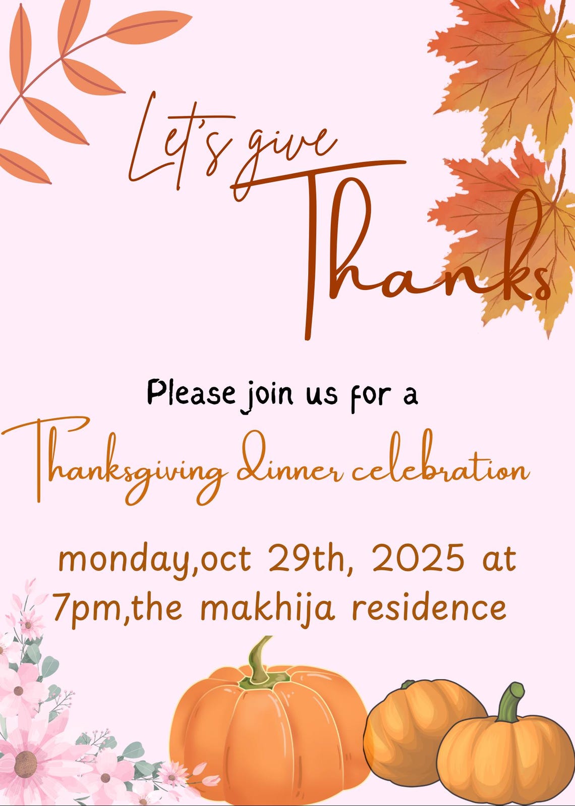 Editable Thanksgiving Template | Printable Autumn Design | Canva ...