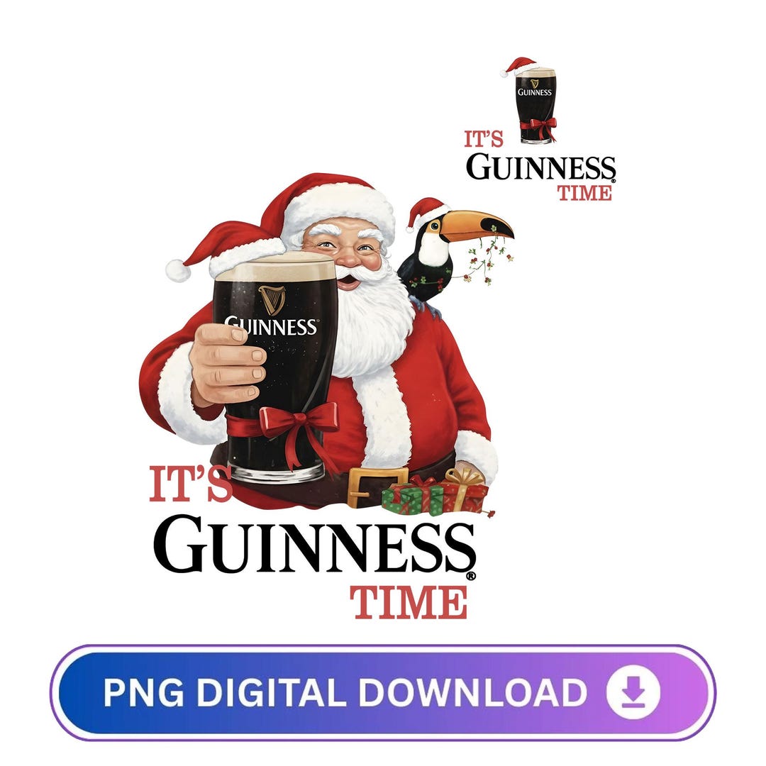 Guinness Toucan Santa Christmas Png, Holiday Jumper Design - Etsy