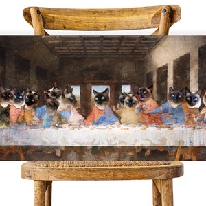 Siamese Cat Gift, Last Supper Cat Art, Renaissance Thai Cat Masterpiece ...