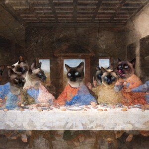 Siamese Cat Gift, Last Supper Cat Art, Renaissance Thai Cat Masterpiece ...