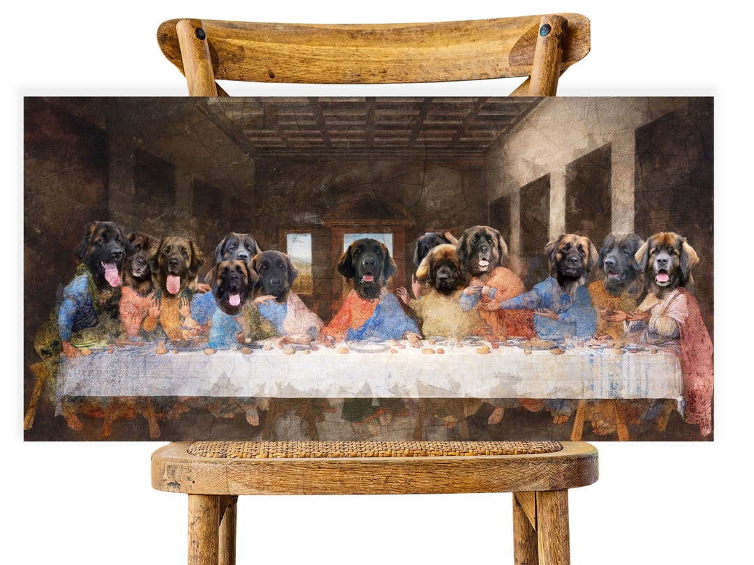 Leonberger Gifts, Altered Art Dog Last Supper, Renaissance Dog ...