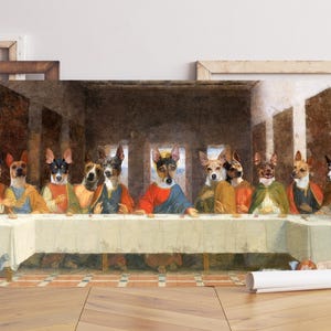 Rat Terrier Last Supper Art by Leonardo Da Vinci, Dog Gallery Wrap ...