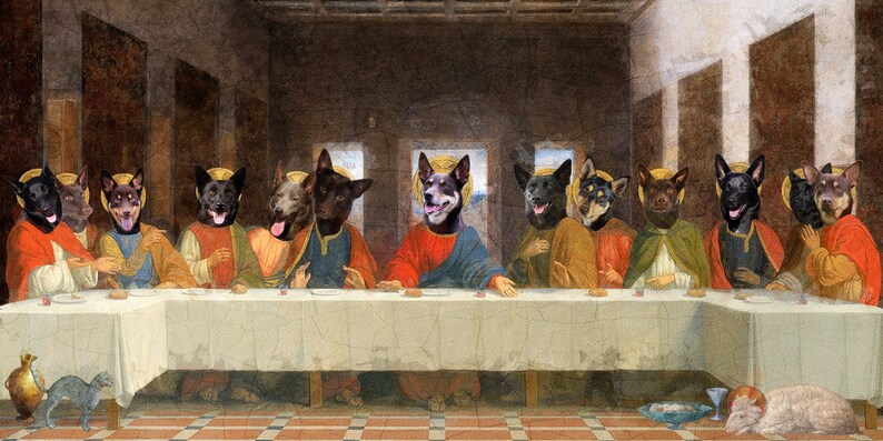 Australian Kelpie Last Supper Canvas – Custom Dog Portrait ...