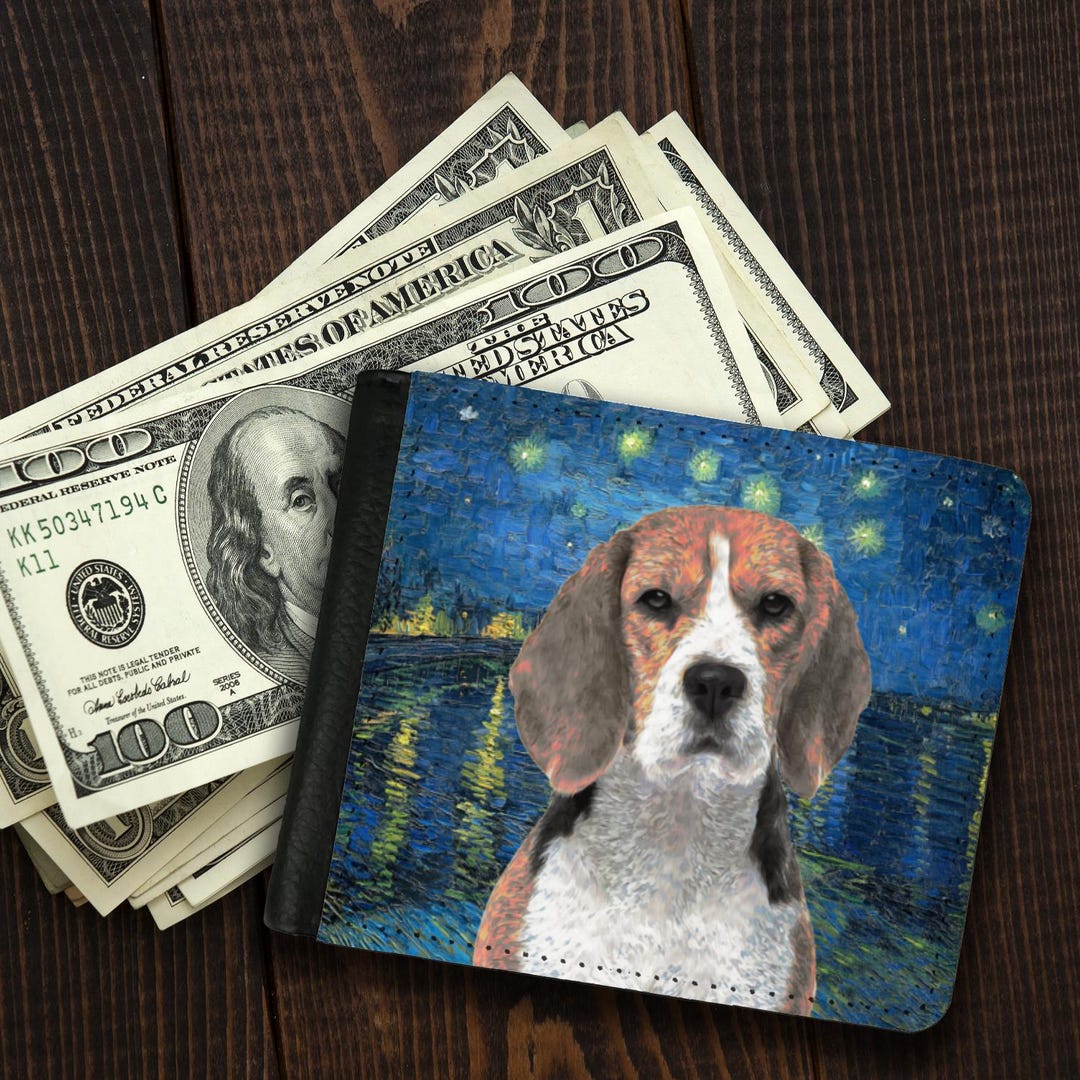 Personalized Beagle Wallet, Beagle Starry Night Gifts, Your Dog at Van ...