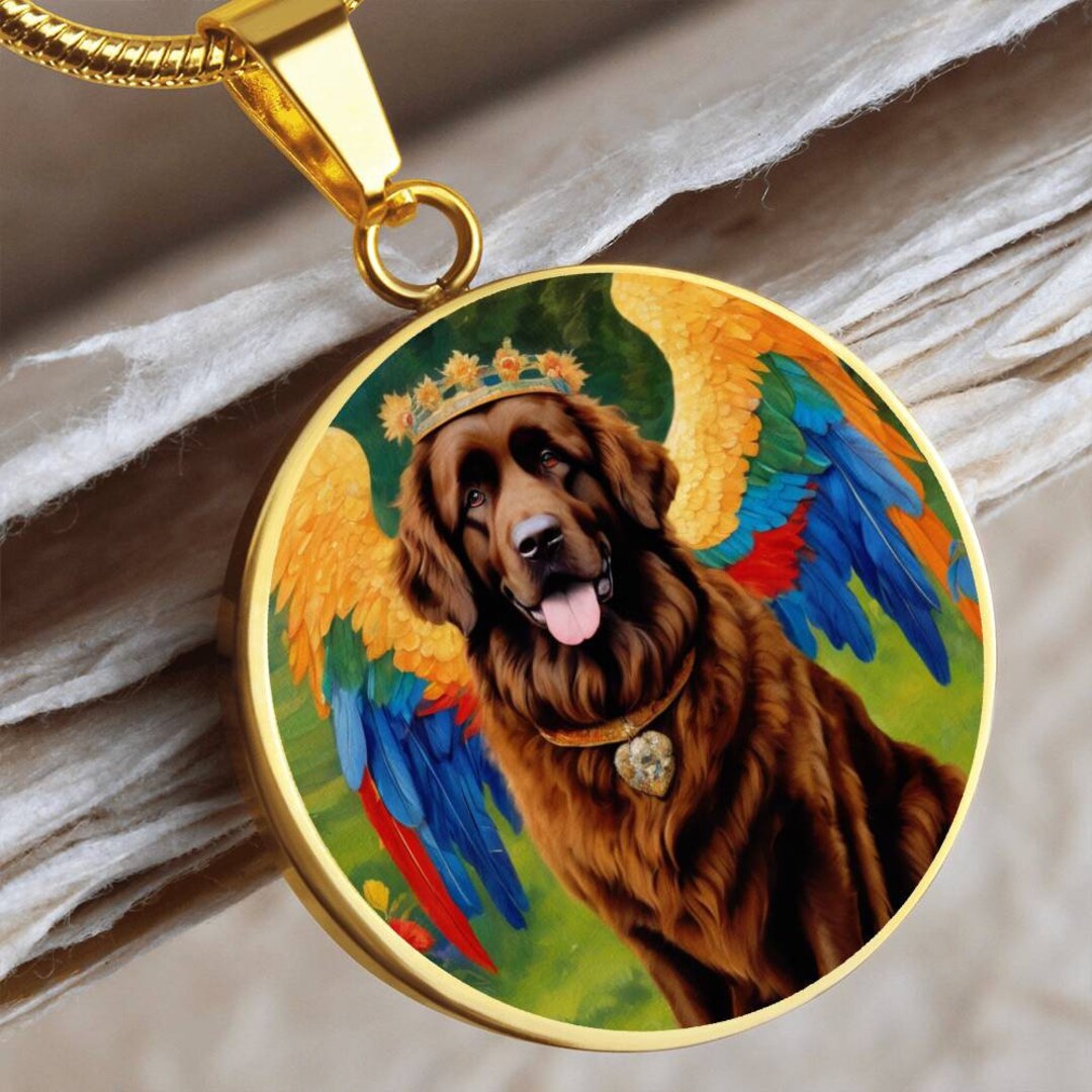 Newfoundland Dog Angel Necklace: Custom Pet Memorial Jewelry - Etsy