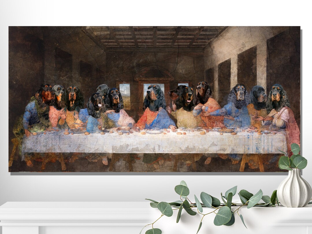 Gordon Setter LIMITED EDITION Dog Last Supper Art, Canvas Gallery Wrap ...