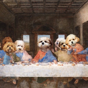 Maltipoo Dog Last Supper Art by Leonardo Da Vinci, Dog Gallery Wrap ...