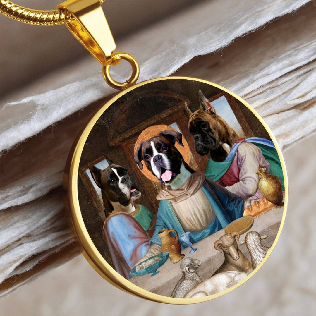 Brindle Boxer Dog Last Supper Personalized Jewelry Pendant - Etsy