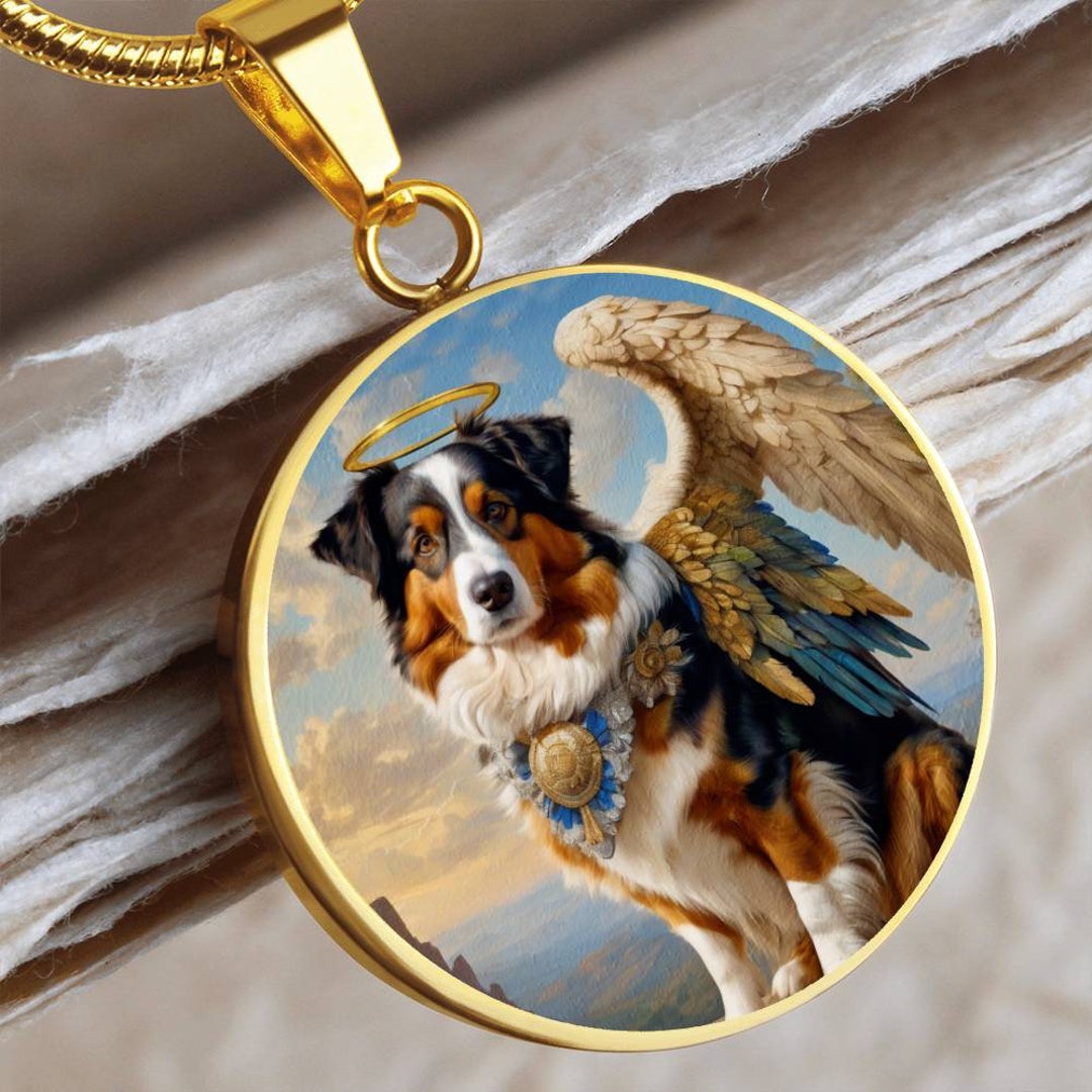 Australian Shepherd Angel Necklace: Tricolor Aussie Dog Memorial ...
