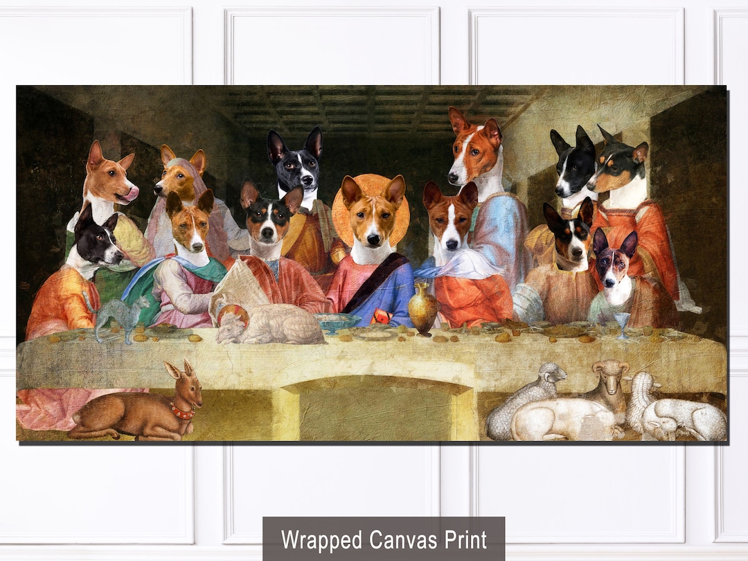 Basenji Art Last Supper, Altered Art Canvas Print, Renaissance Famous ...