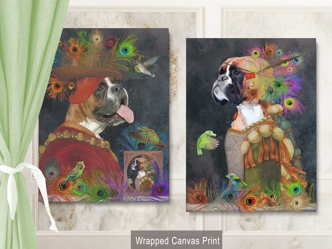 Boxer Dog Art Italian Renaissance Feather Rhapsody Portrait - Etsy