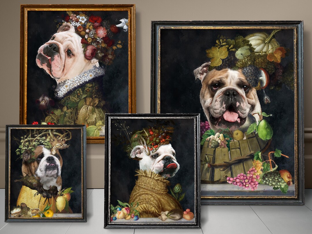 Renaissance English Bulldog Art Print: Four Seasons Dog Portrait - Etsy