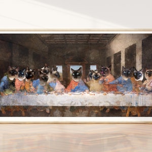Siamese Cat Gift, Last Supper Cat Art, Renaissance Thai Cat Masterpiece ...