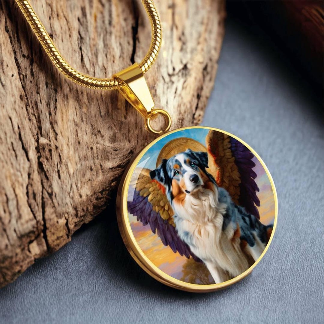 Blue Merle Australian Shepherd Angel Necklace,personalized Your Dog ...