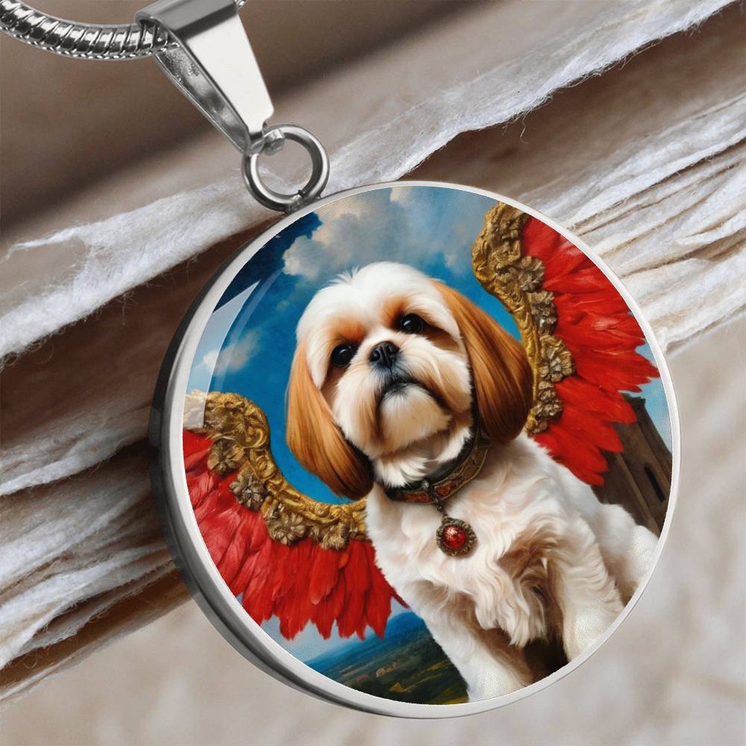 Shih Tzu Angel Pendant, Shih Tzu Dog Necklace, Personalized With ...