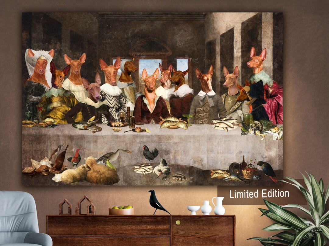 Pharaoh Hound Last Supper Altered Art, Renaissance Dog Masterpiece ...
