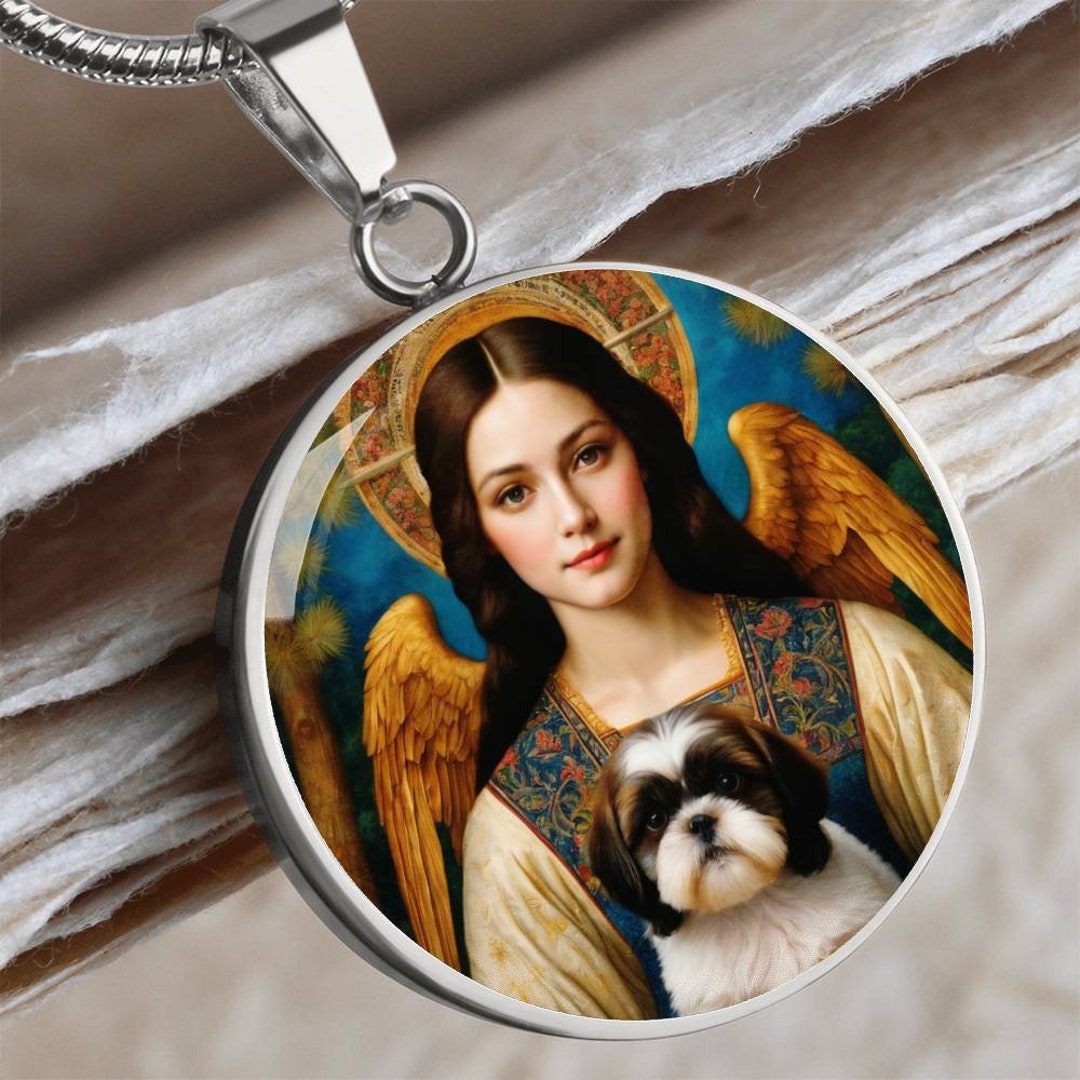 Shih Tzu Guardian Angel Pendant: Personalized Dog Memorial Necklace - Etsy
