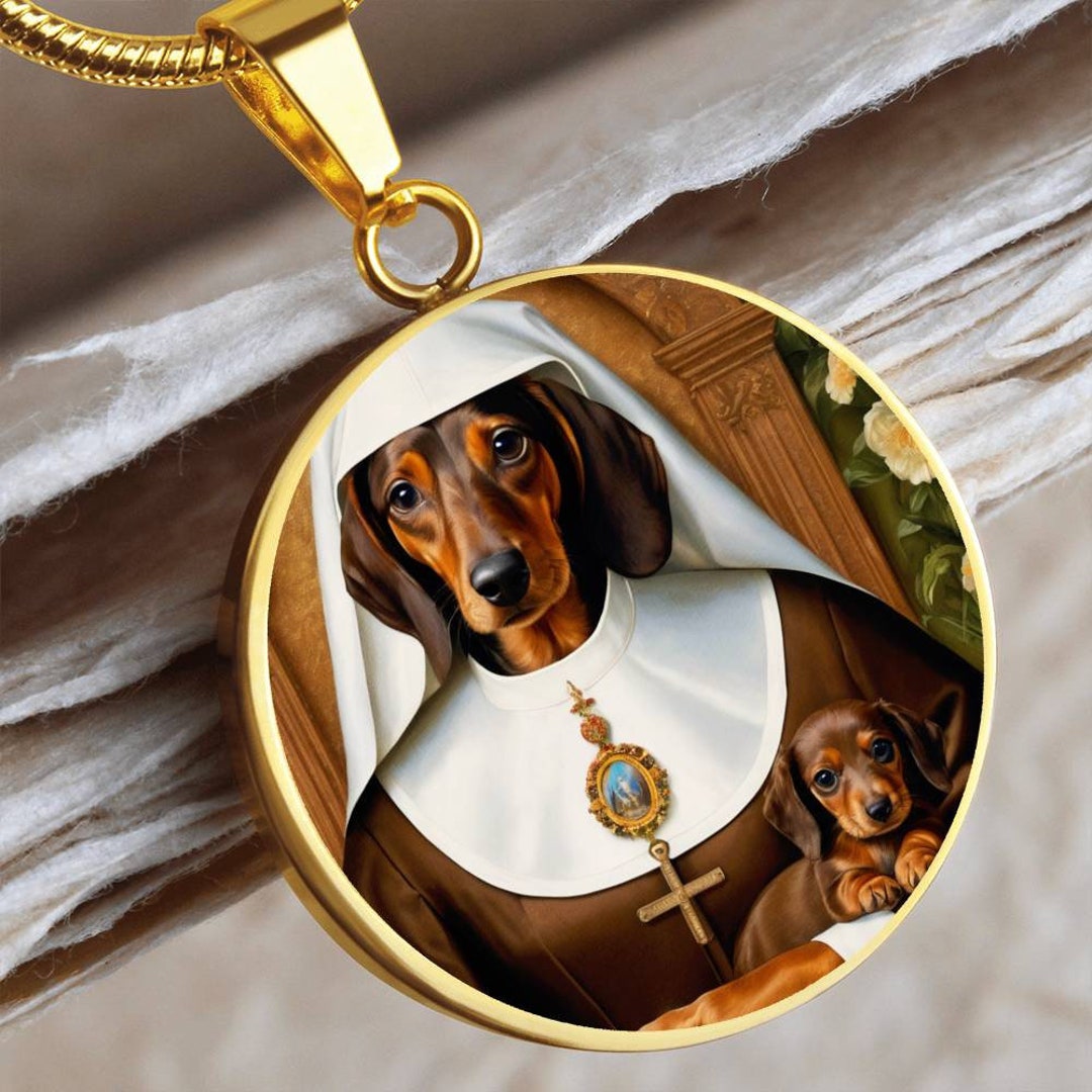 Dachshund Virgin Mary Necklace: Engraved Sausage Dog Pendant - Etsy