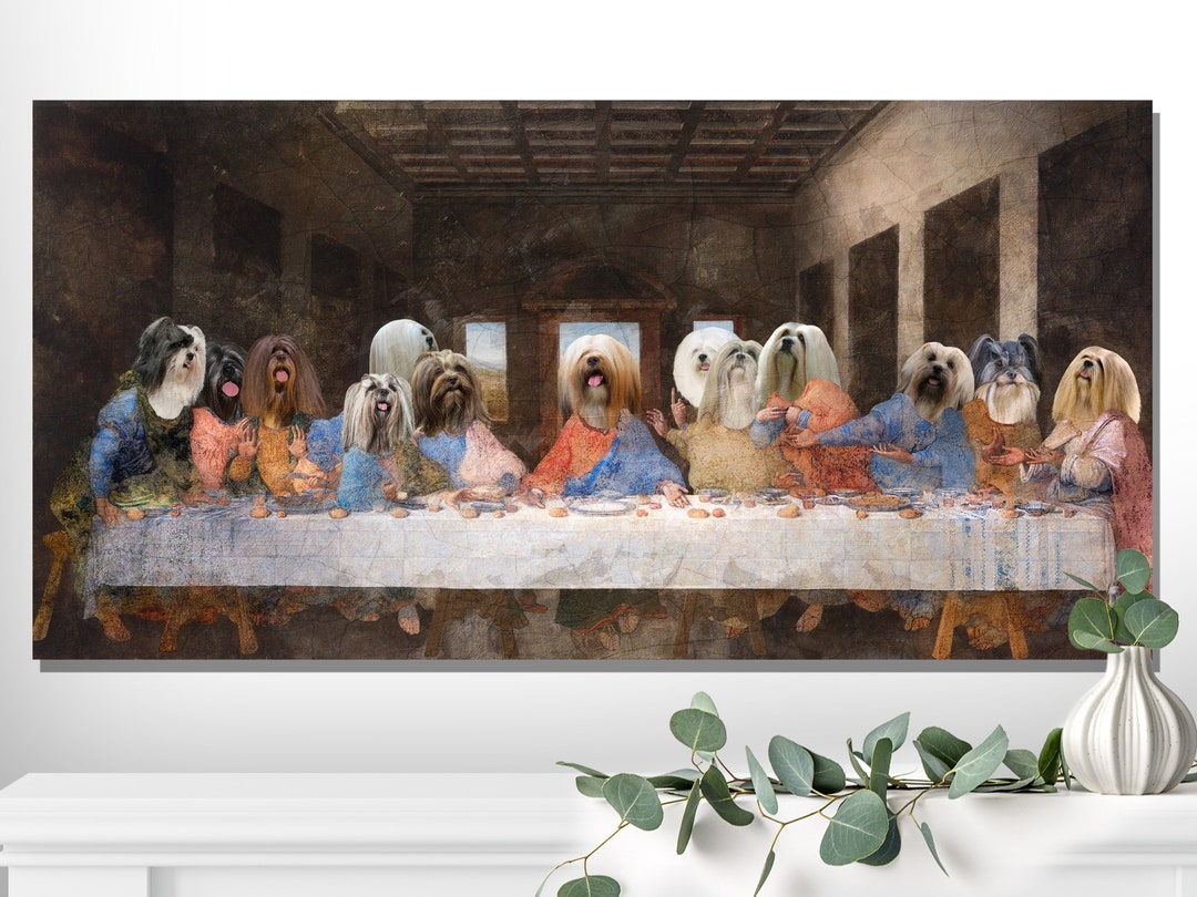 Lhasa Apso Gift, Lhasa Apso Dog Art Last Supper, Renaissance ...
