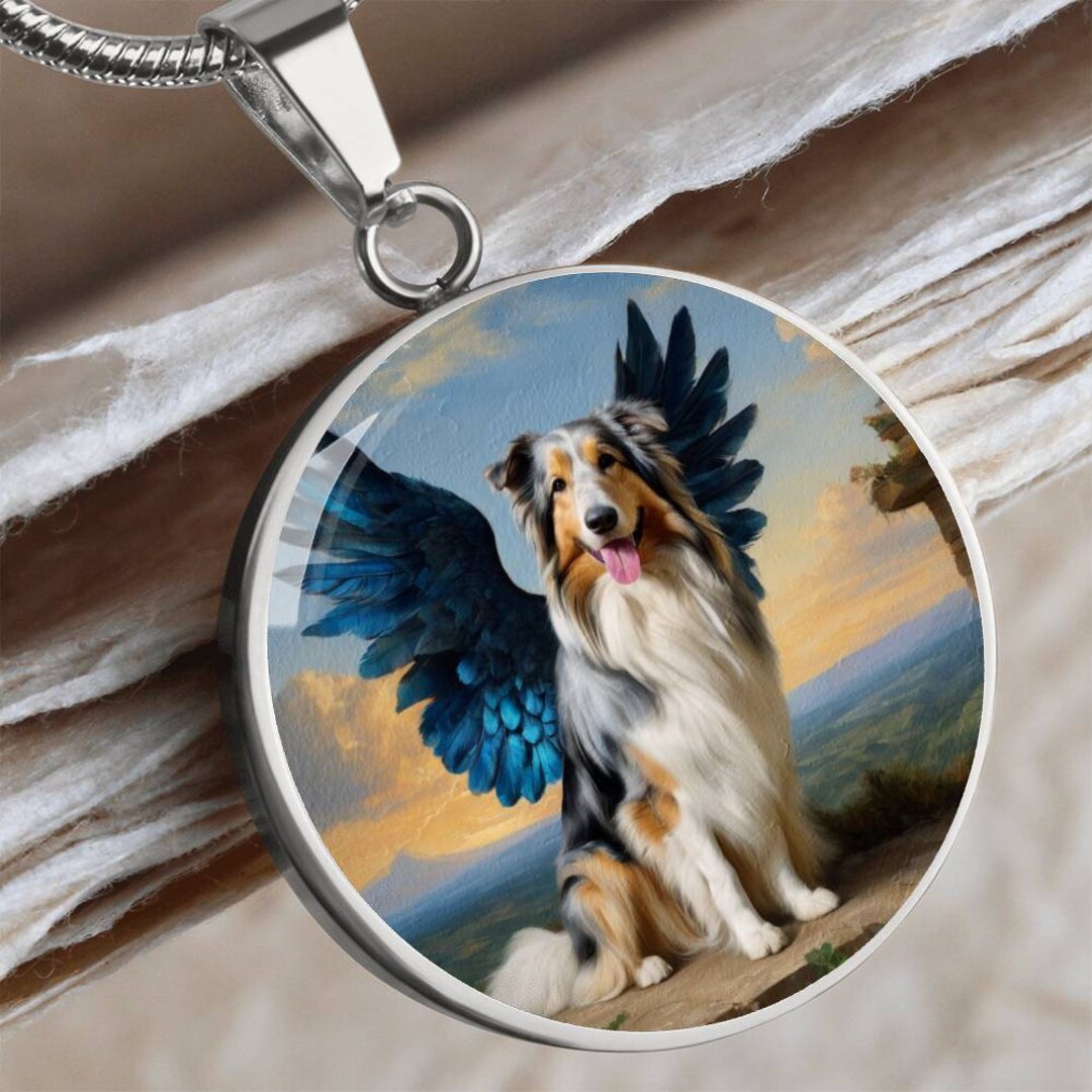 Rough Collie Angel Pendant: Personalized Dog Memorial Necklace - Etsy