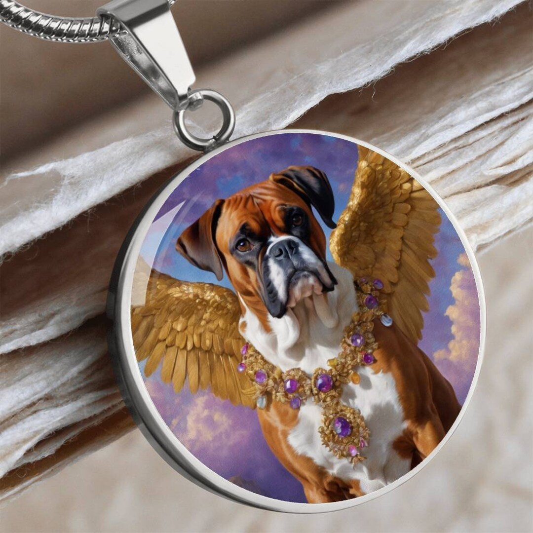 Boxer Dog Angel Necklace, Fawn Boxer Dog Jewelry, Personalized With ...