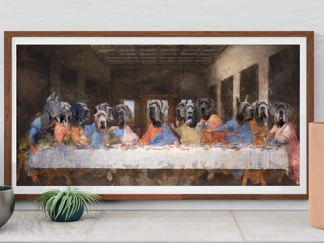 Blue Great Dane Last Supper Art, Great Dane Gifts, Renaissance Dog ...