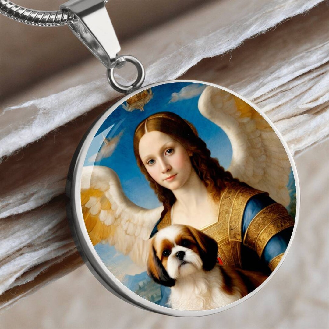 Shih Tzu With Guardian Angel Pendant, Shih Tzu Dog Necklace ...