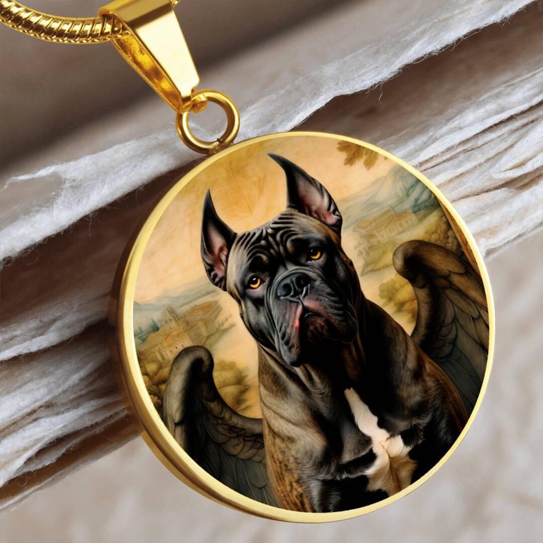 Personalized Dog Angel Necklace, Brindle Cane Corso Necklace, Italian ...