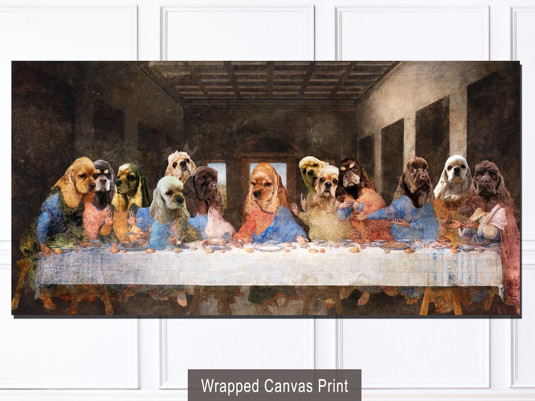 American Cocker Spaniel Last Supper Altered Artwork , Renaissance Dog ...