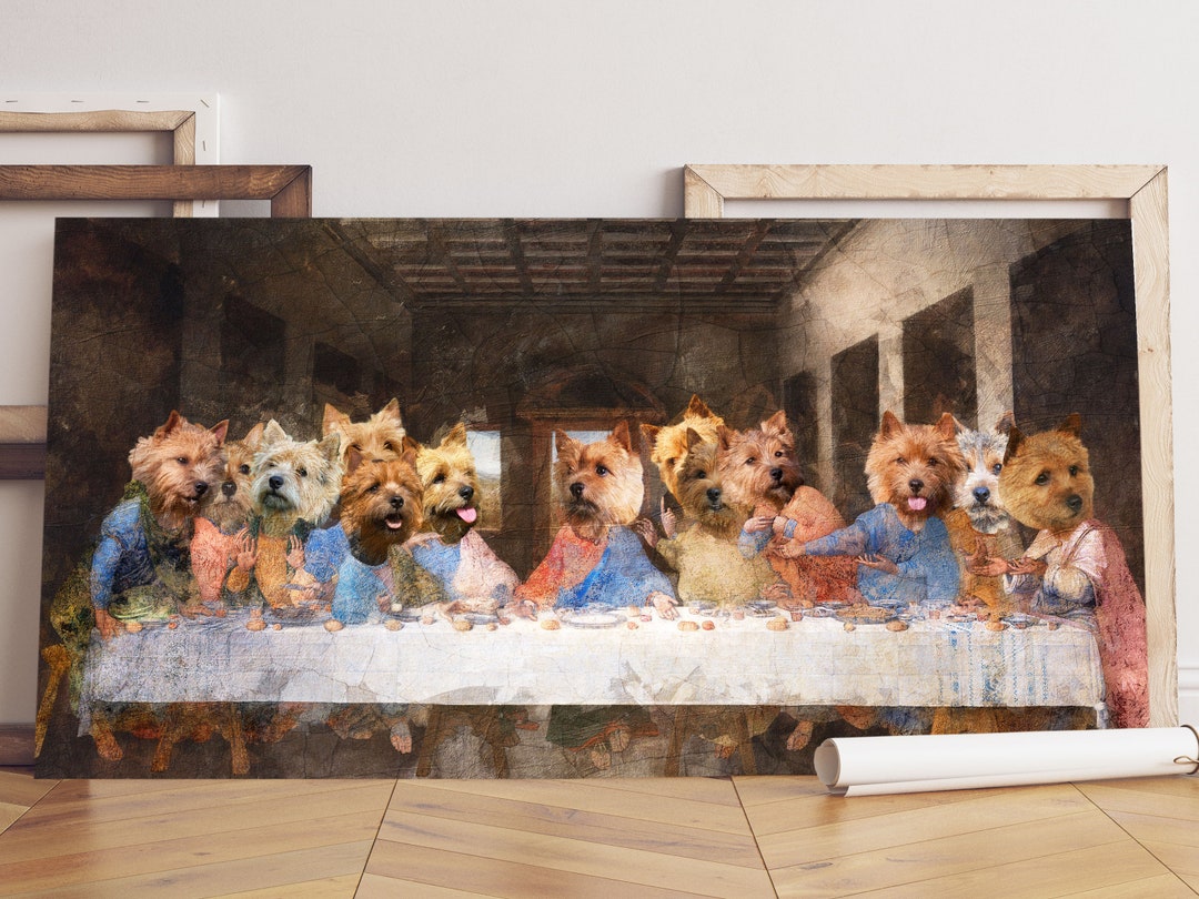 Norwich Terrier Gifts, Dog Last Supper Art, Leonardo Da Vinci Canvas ...