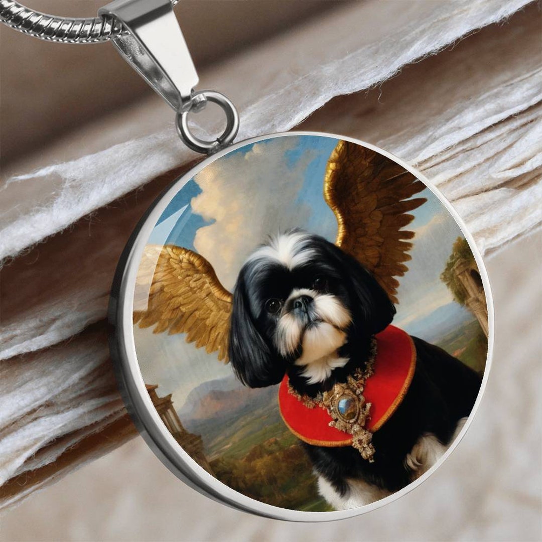 Shih Tzu Angel Art Pendant: Personalized Dog Memorial Necklace - Etsy