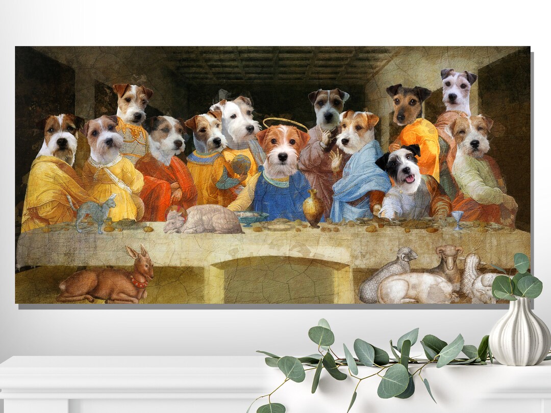 Jack Russell Terrier Gift, Dog Art Last Supper, Alter Dog Painting ...