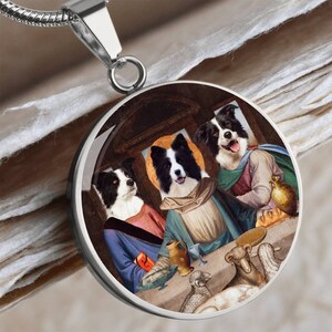 Border Collie Last Supper Personalized Jewelry Pendant, Circle Necklace ...