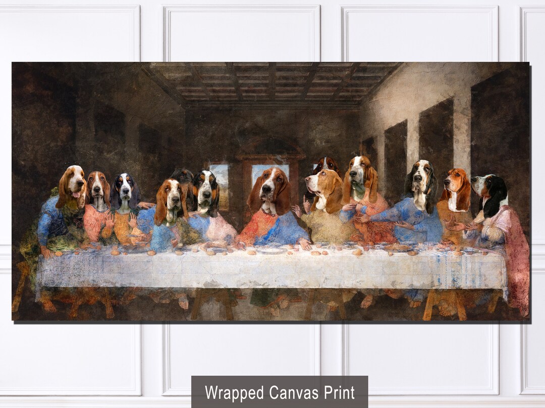 Basset Hound Last Supper Canvas Print: Renaissance Dog Art ...